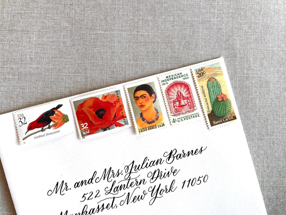 Mexican-Inspired Wedding Postage Set of 5 Stamps (For Letters Weighing ...